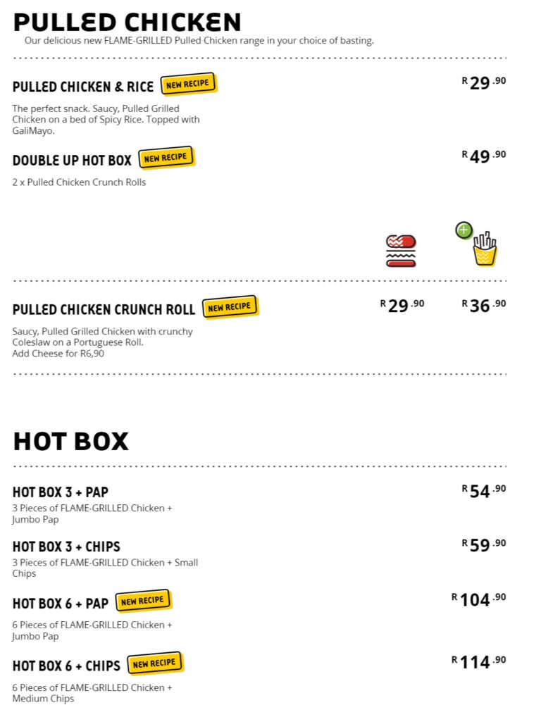 Galito's Menu and Prices South Africa