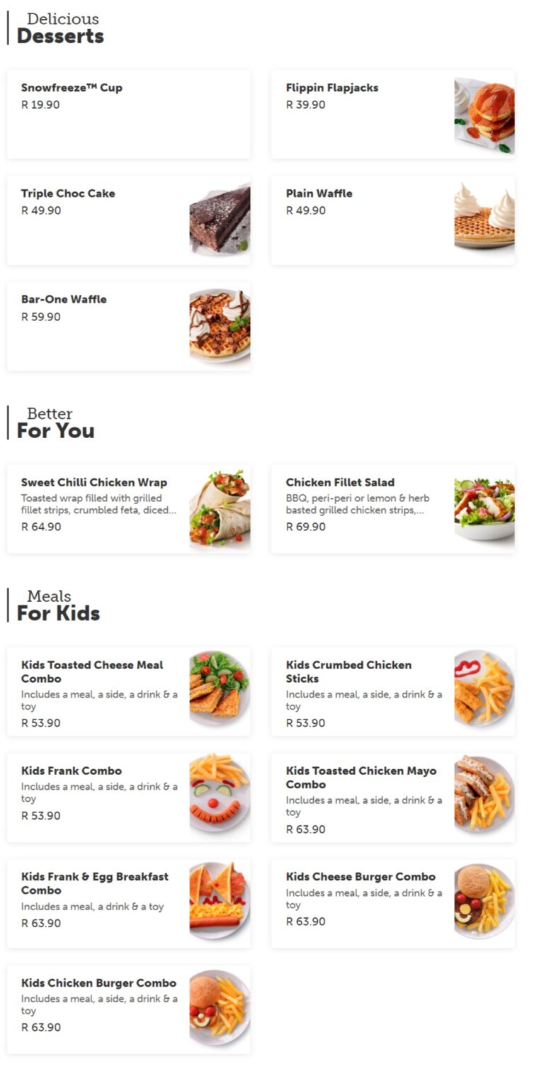 Wimpy Menu Prices South Africa