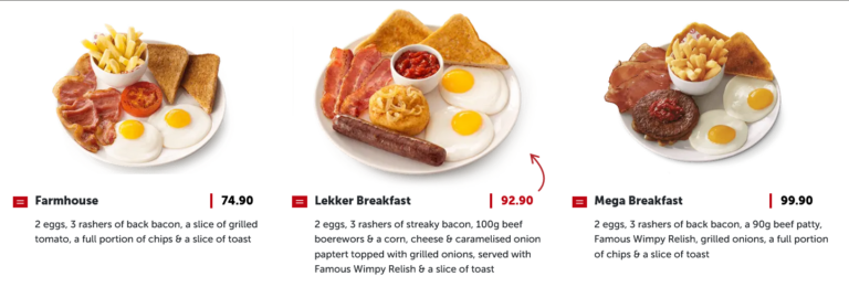 Wimpy Breakfast Menu Prices South Africa