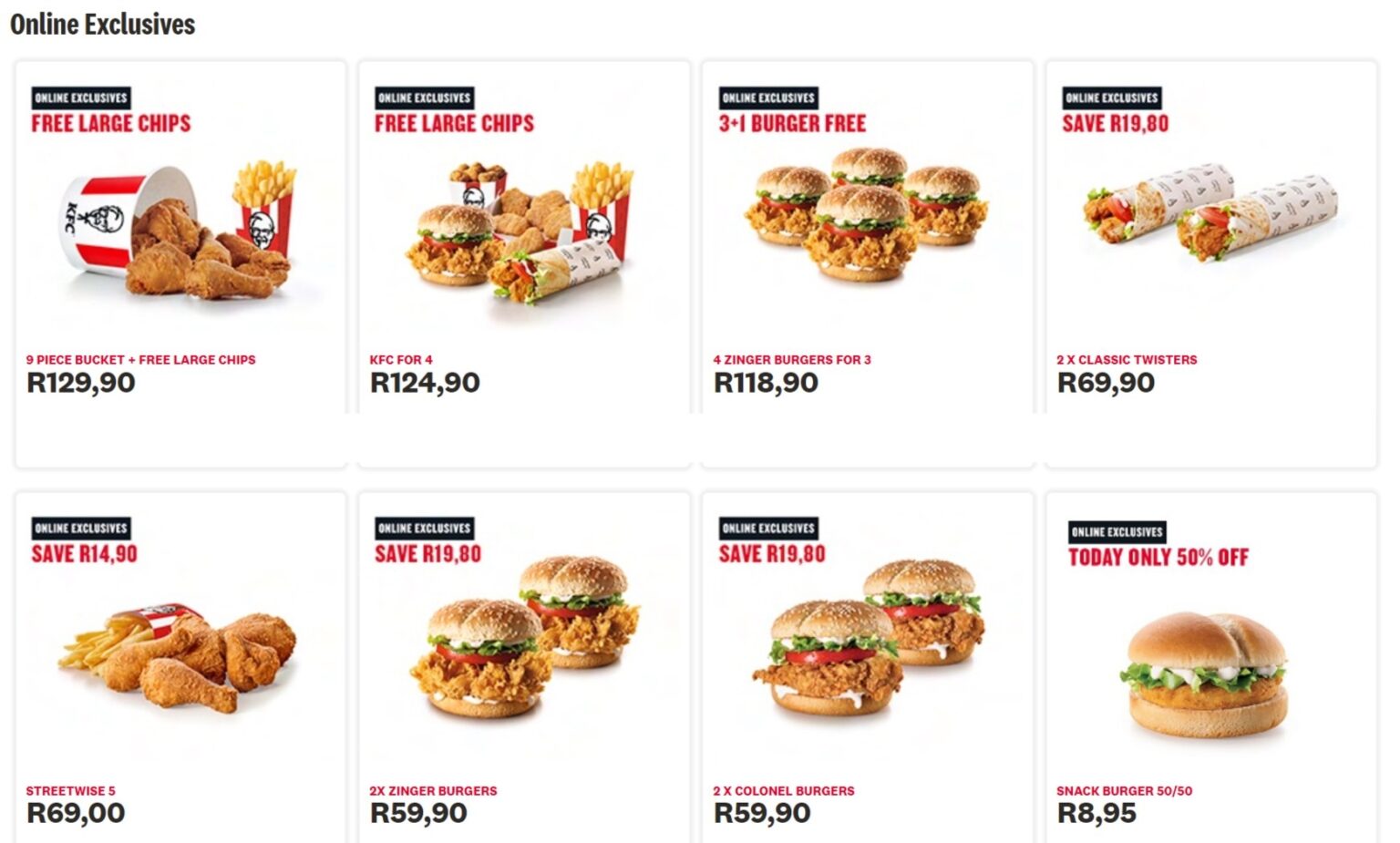 KFC Specials & Promotions South Africa - 50% OFF KFC Burger