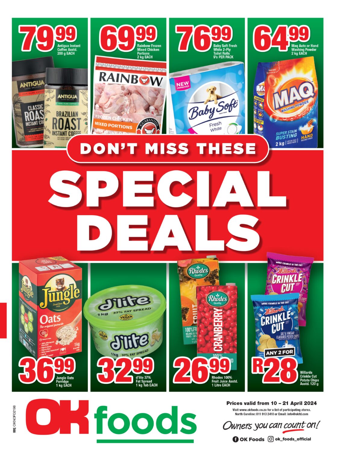 OK Foods Specials 10 April - 21 April, 2024. Special Deals