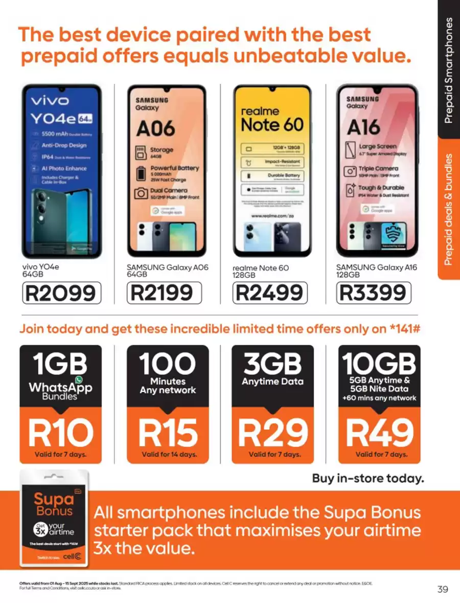 Cell C Specials 1 August - 15 September, 2025